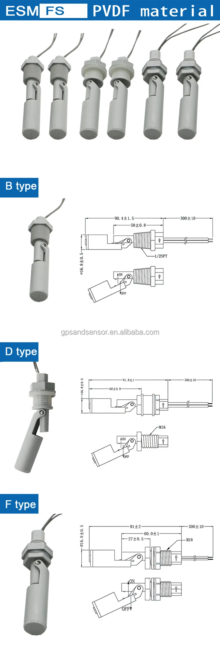 High Precision Water Level Float Switch / Sensor Price