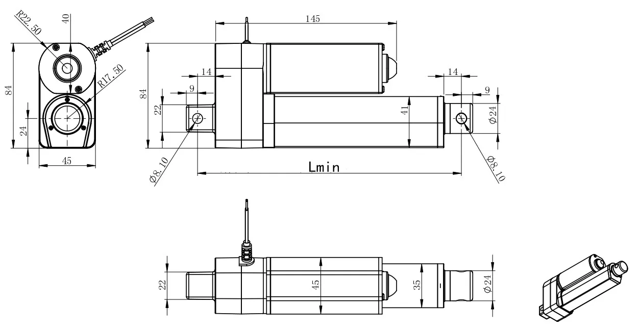 Industrial Linear Actuator 24V 4000N/400KG/880LBS Aluminous Low Noise ...