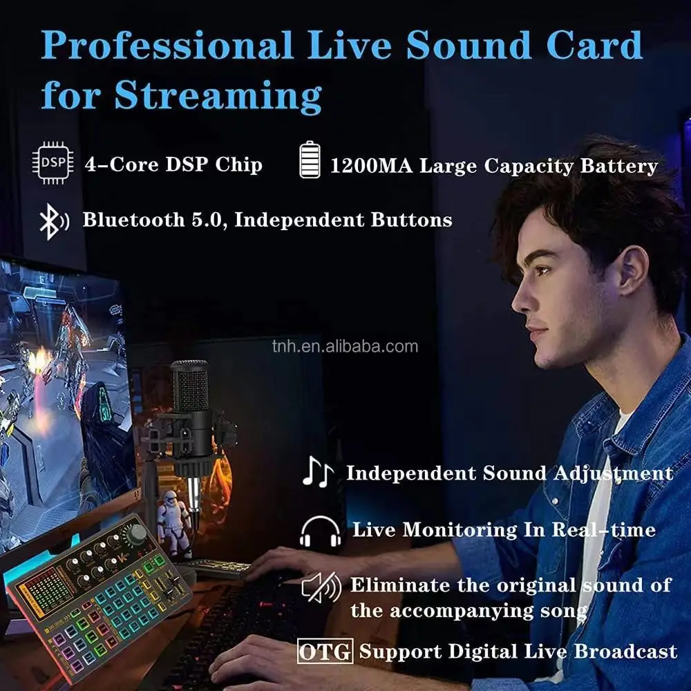 TNH SC- K300 USB Sound Card with Audio Mixer Interface Sound Board ...