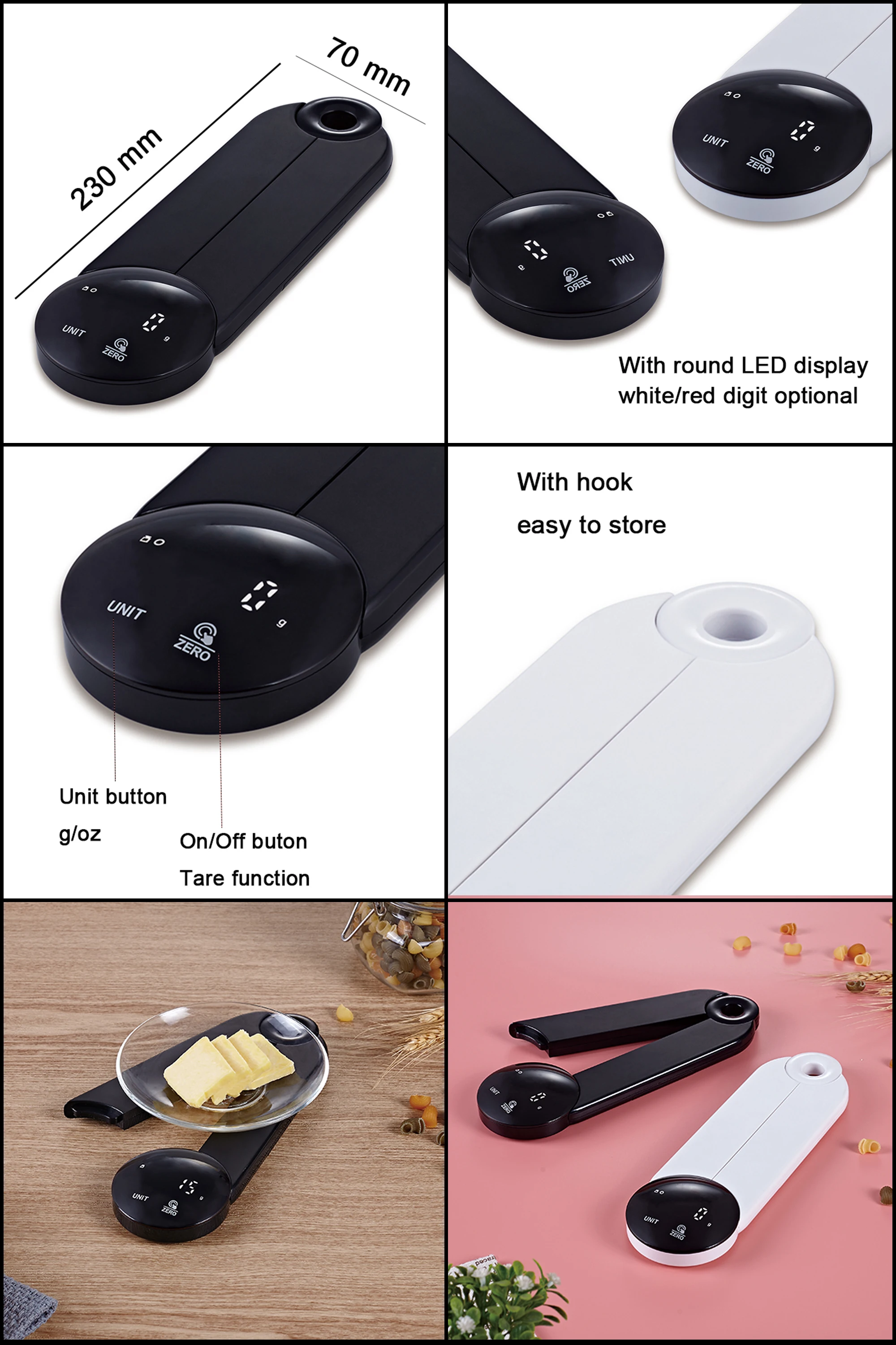 ABS Weight Measuring Scale - Foldable Kitchen Digital Scale