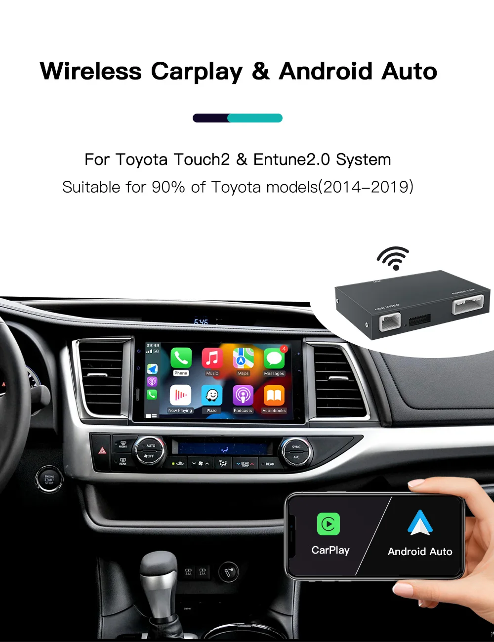 Autoabc Wireless Android Auto for Toyota Entune2.0 2014-2019