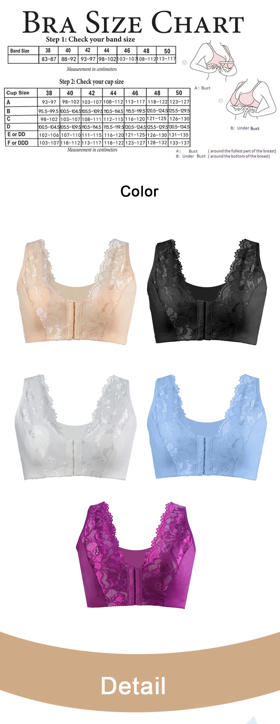 Adult High Quality Fabric Plus Size Lace Bra Sexy Women Underwear Front ...