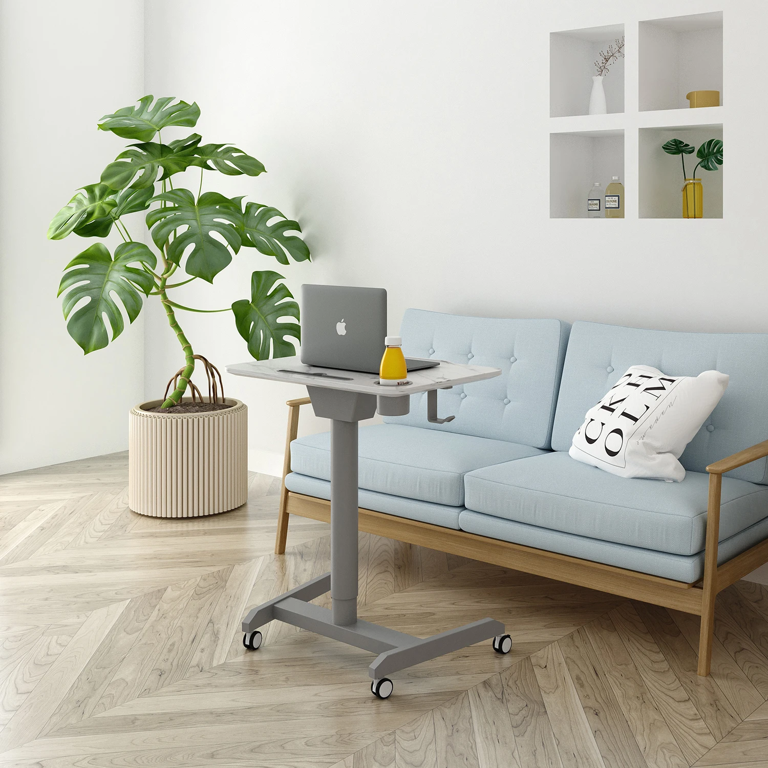 Mobile Standing Desk,Pneumatic Tiltable Rolling Folding Laptop Desk ...