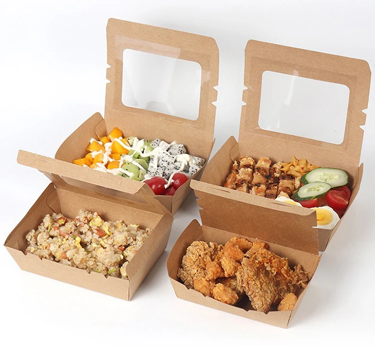 Grease-proof Kraft Paper Togo Deli Fast Food Take Out Box Container ...