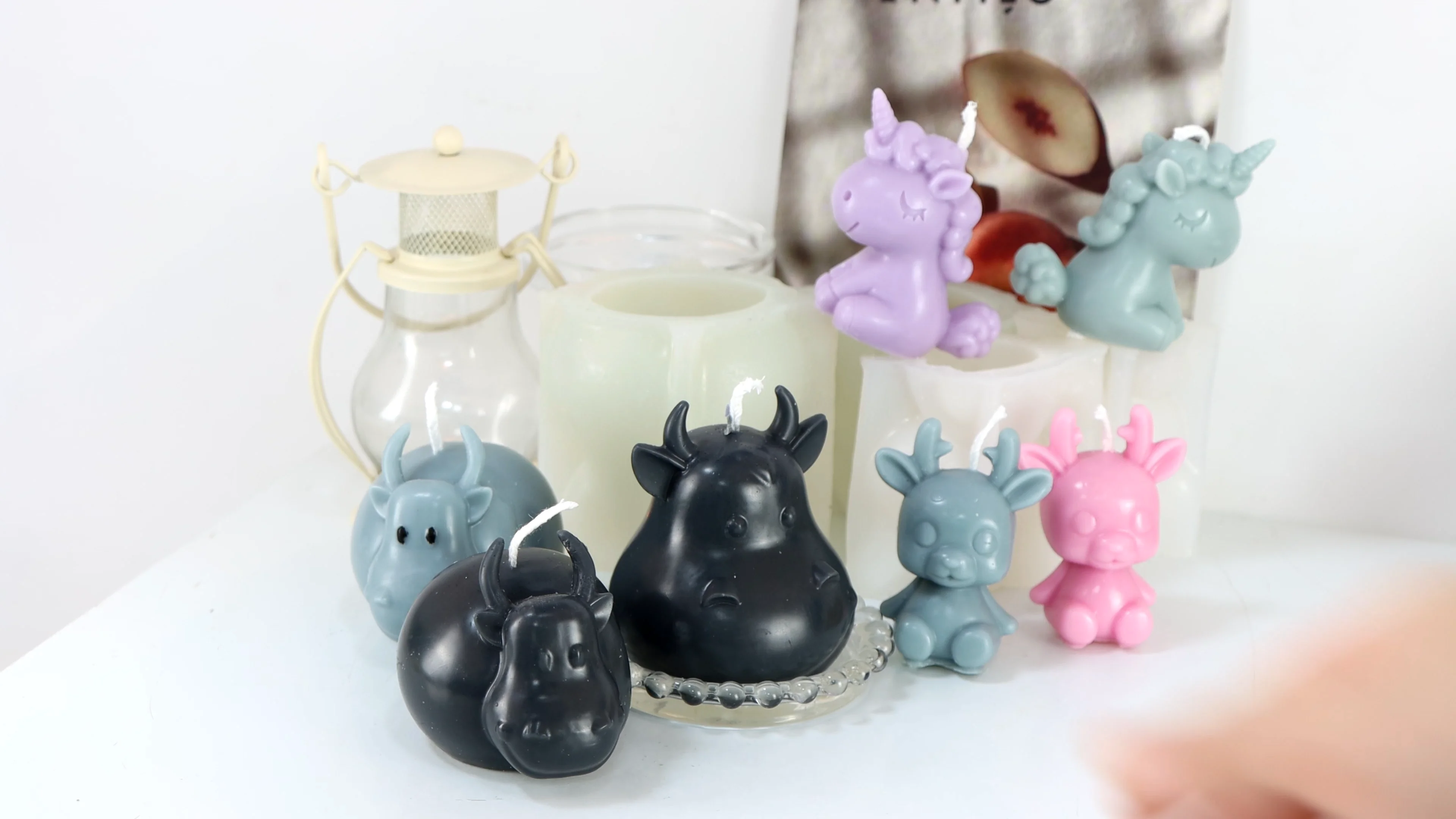 Cute Animal Silicone Candle Mold Reindeer Unicorns Buffalo Cute Home ...