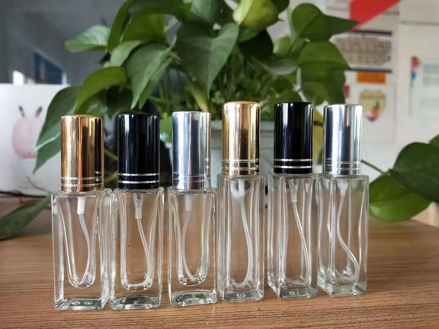 9ml Gold/Silver Cap Roll-On Perfume Bottles Square thick glass Roller ...