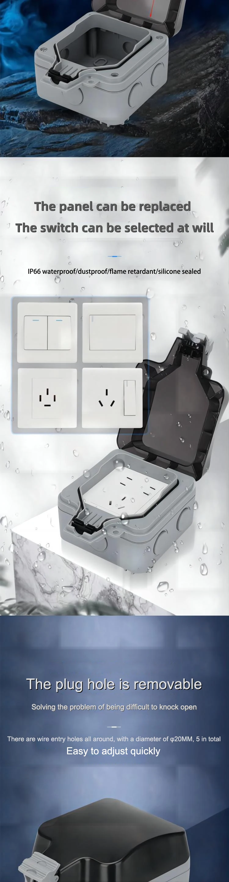 Outdoor Waterproof Socket Box IP66 UK Type Single Gang Outlet with ...