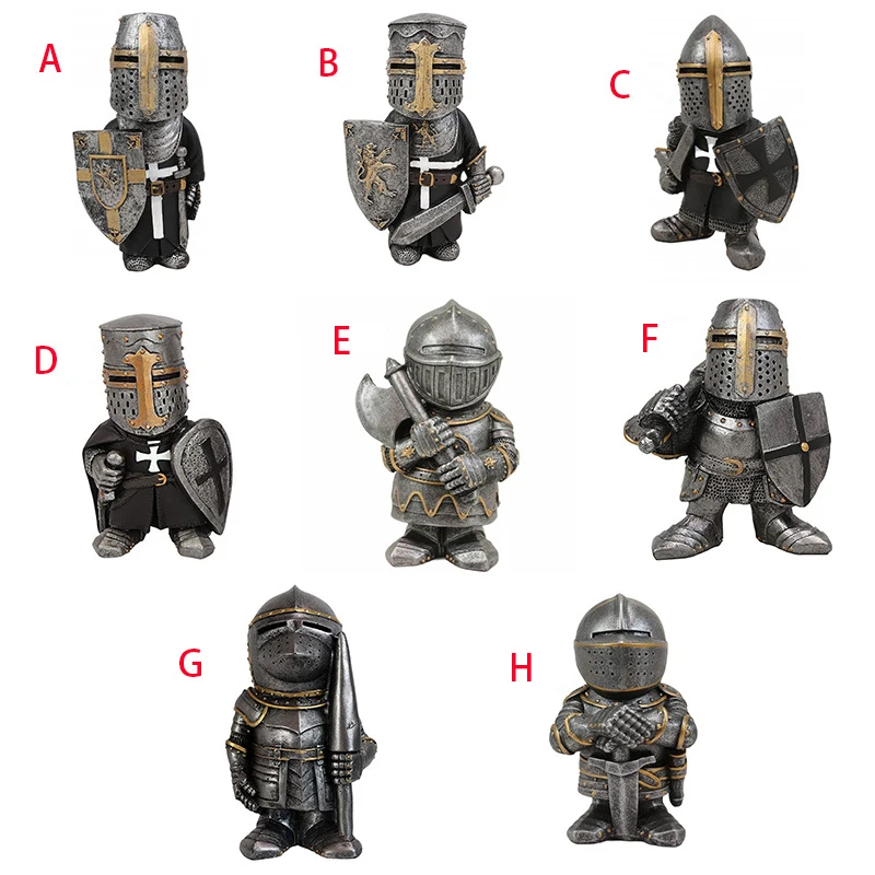 Knight Dwarf Guardian Garden Statue - Handmade Resin Sculpture