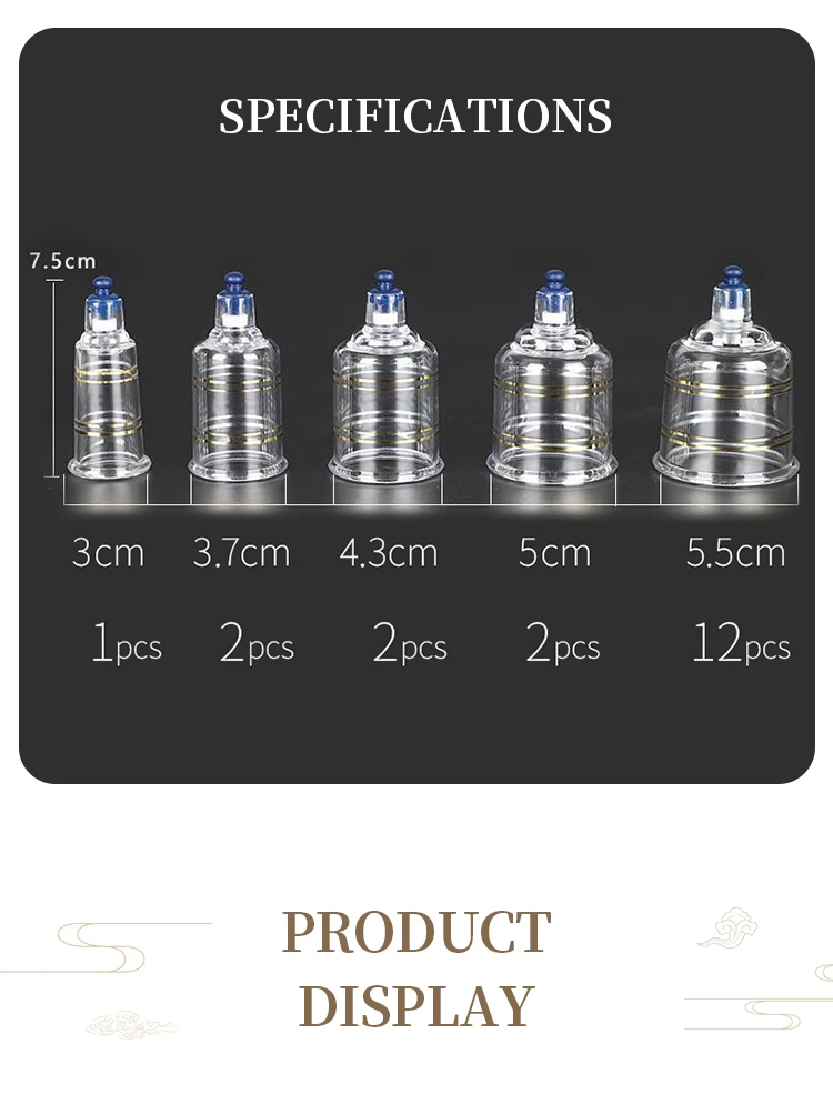 Acupuncture Suction Cups - Cupping Set for Massage Therapy