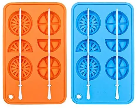 Fruit Silicone Lollipop Candy Mold Lemon Slice Shape Silicone Ice Cube ...