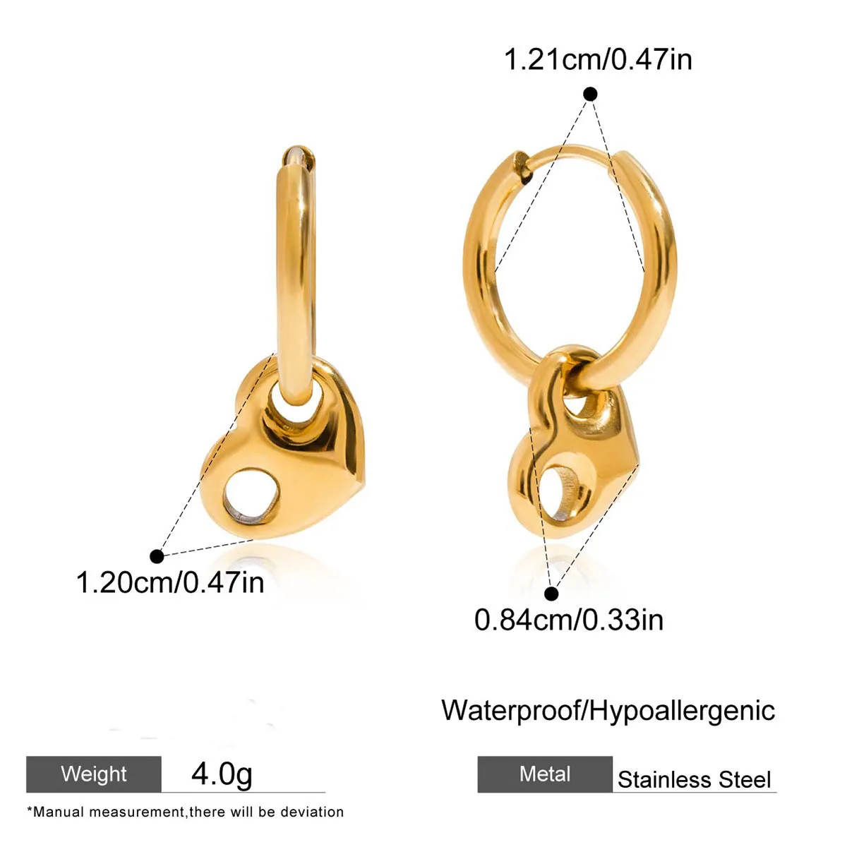 ERESI 18K Gold Plated High Polish Heart Tennis Chain Necklace Stainless ...