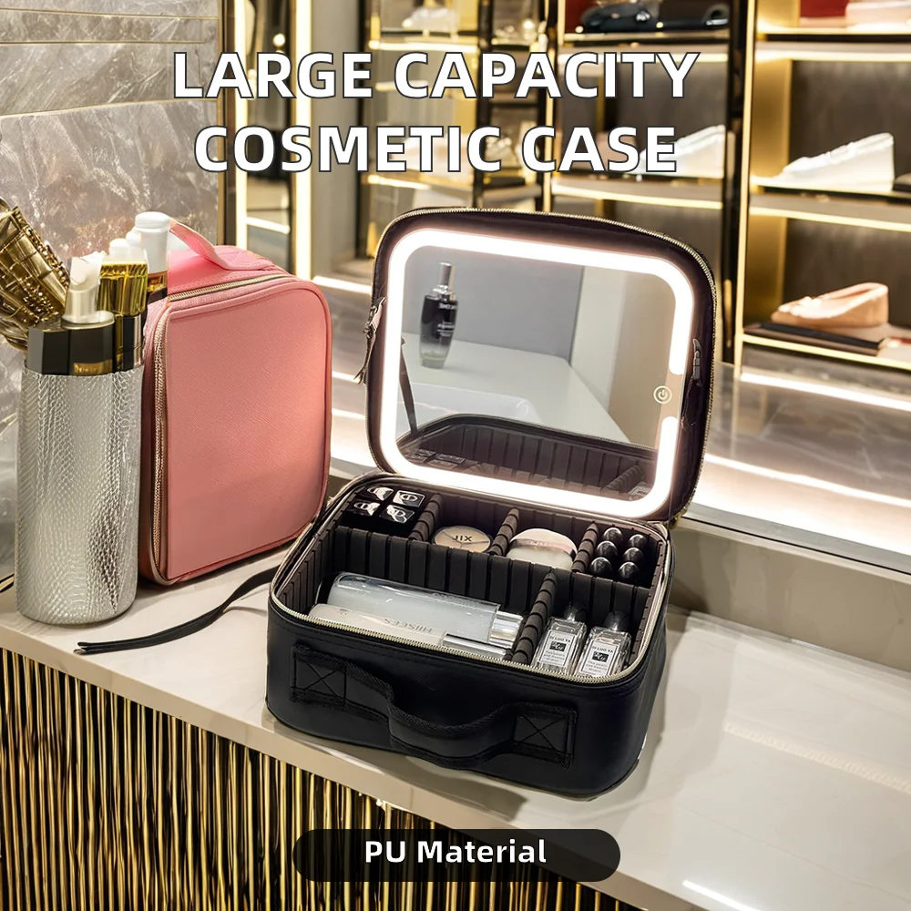 Justop LED Light Mirror Storage Box - Waterproof & Spacious