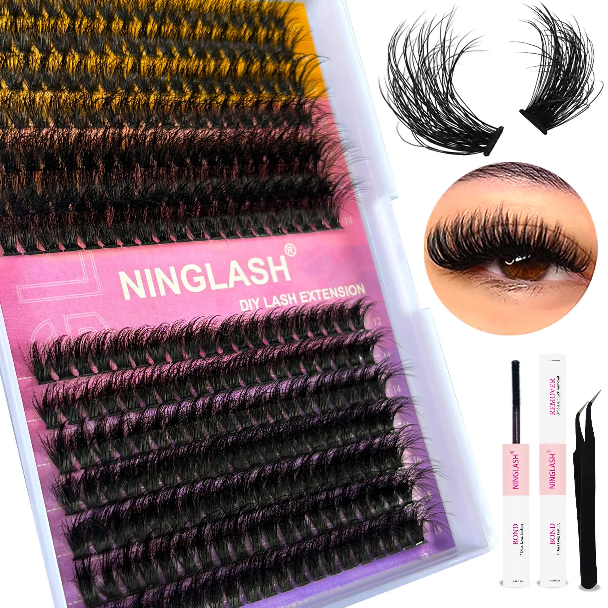 2024 200d Fluffy Lash Cluster Kit Thick Eyelash Individual Lash ...