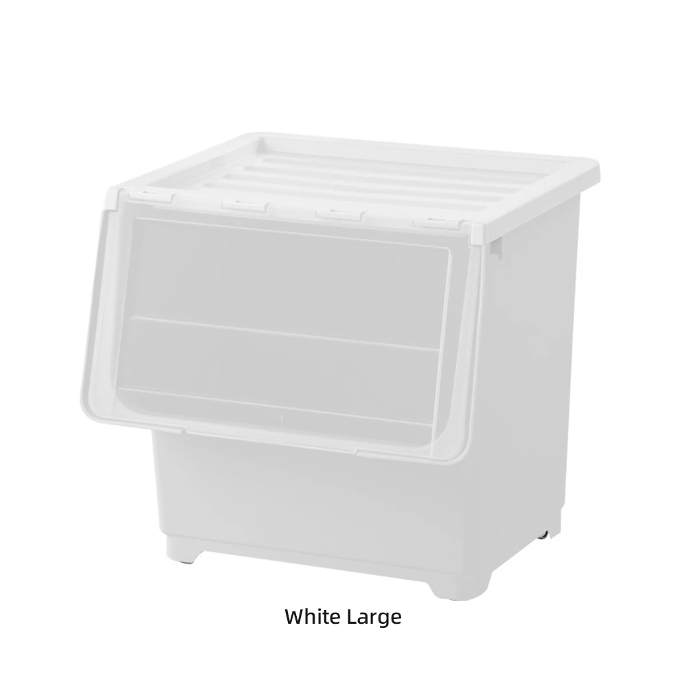 Front Opening Storage Plastic Boxes White Storage Box Lid Container ...