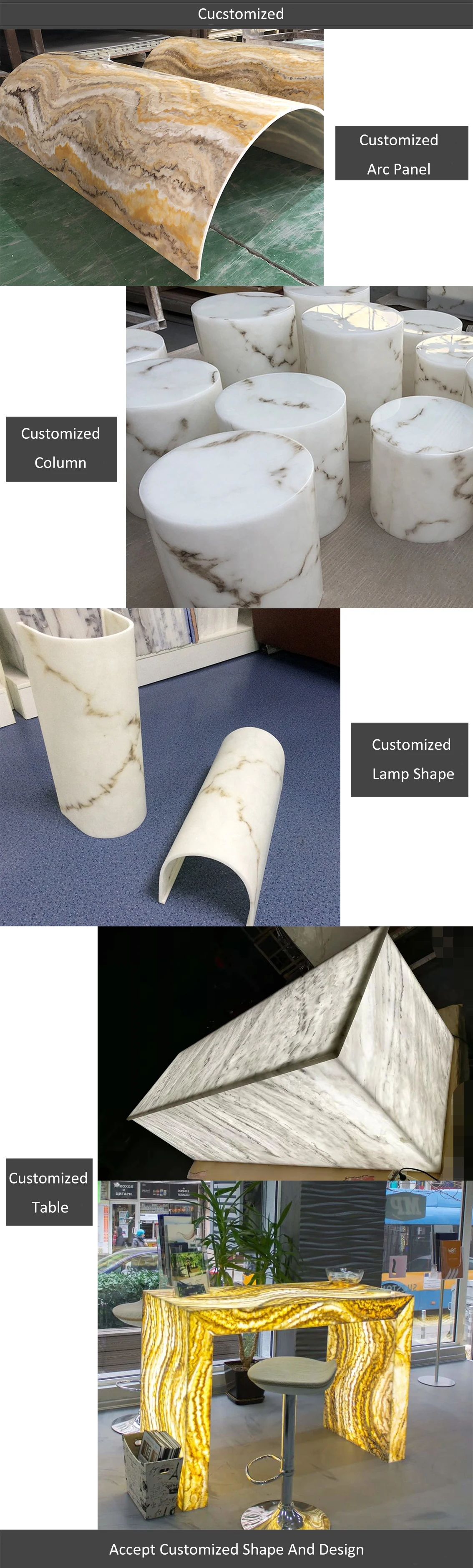 Luxury Faux Alabaster Marble Stone Slab Big Artificial Stone for High ...