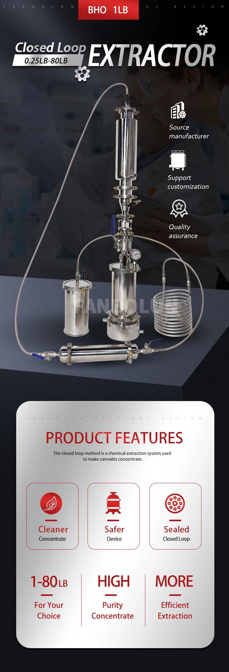 Wholesale Ss304 1lb True Dewax Bidirectional Closed Loop Extractor