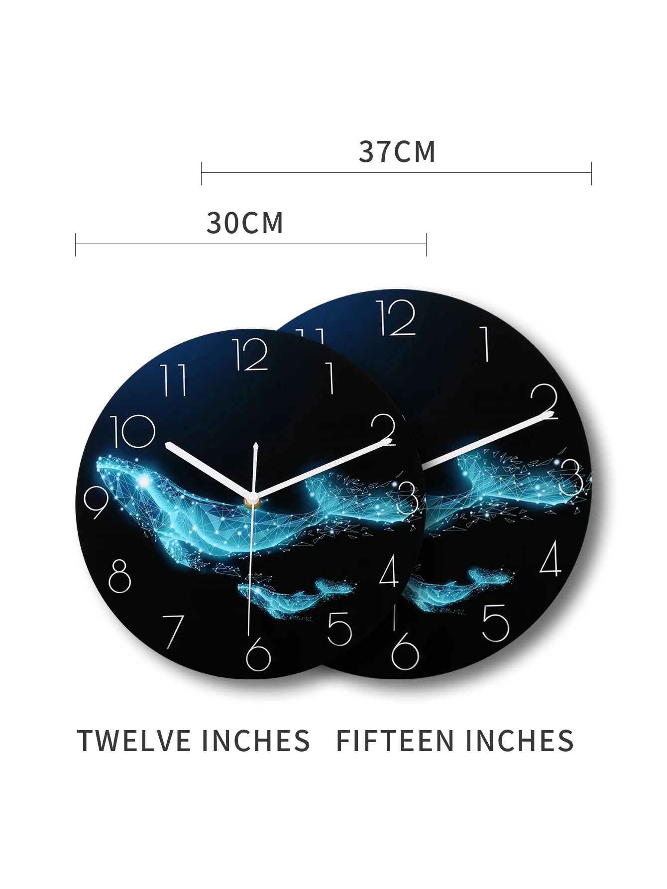 Format Wall Clock Modern Design Crystal Sticky Hanging Round Frameless ...