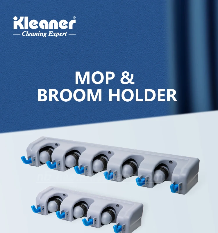 Mop & Broom Storage Holder With 4 Hooks For 7 Tools
