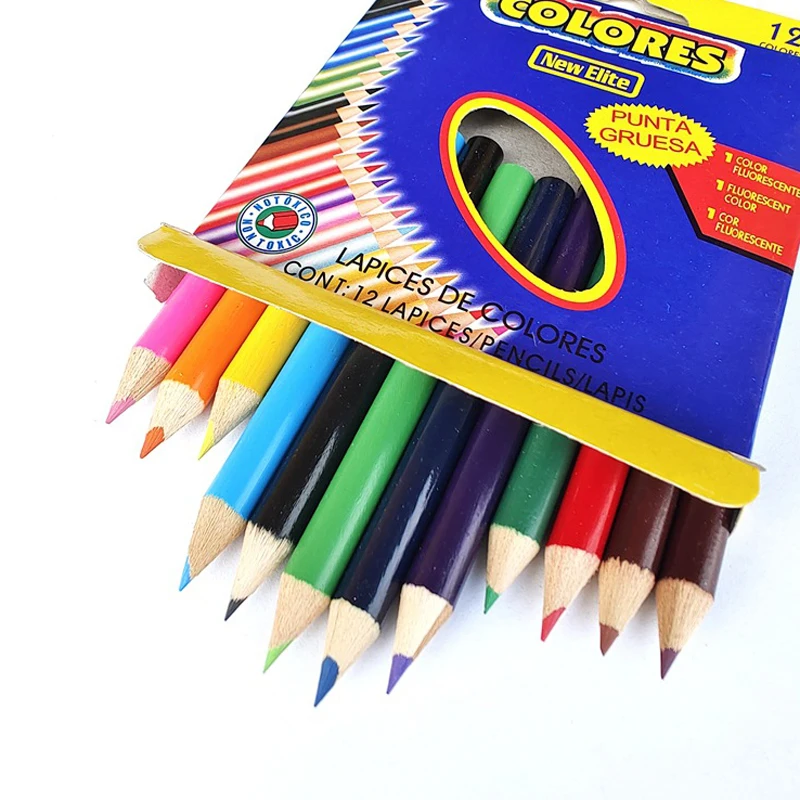 Juego De Lápices De Colores En Caja,12 Colores,Para Niños,Estudiantes ...