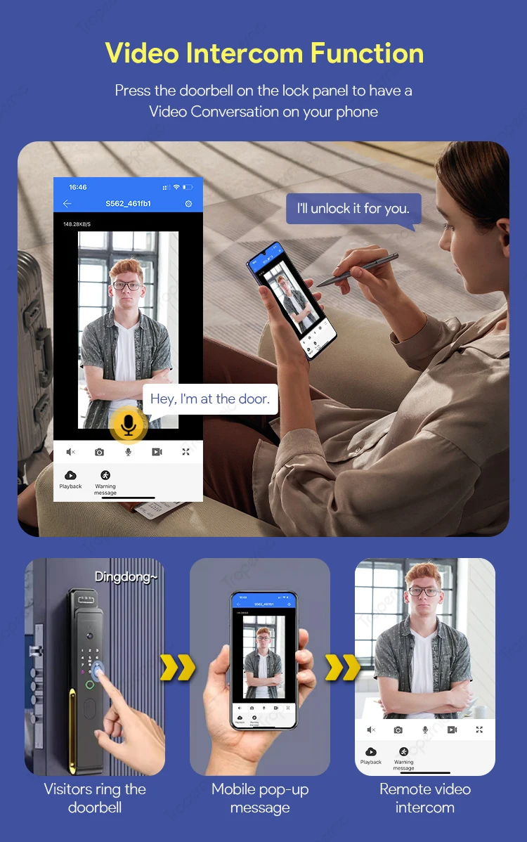 3d Face Recognition Smart Door Lock With Camera Biometric Fingerprint Cerradura Wifi Security