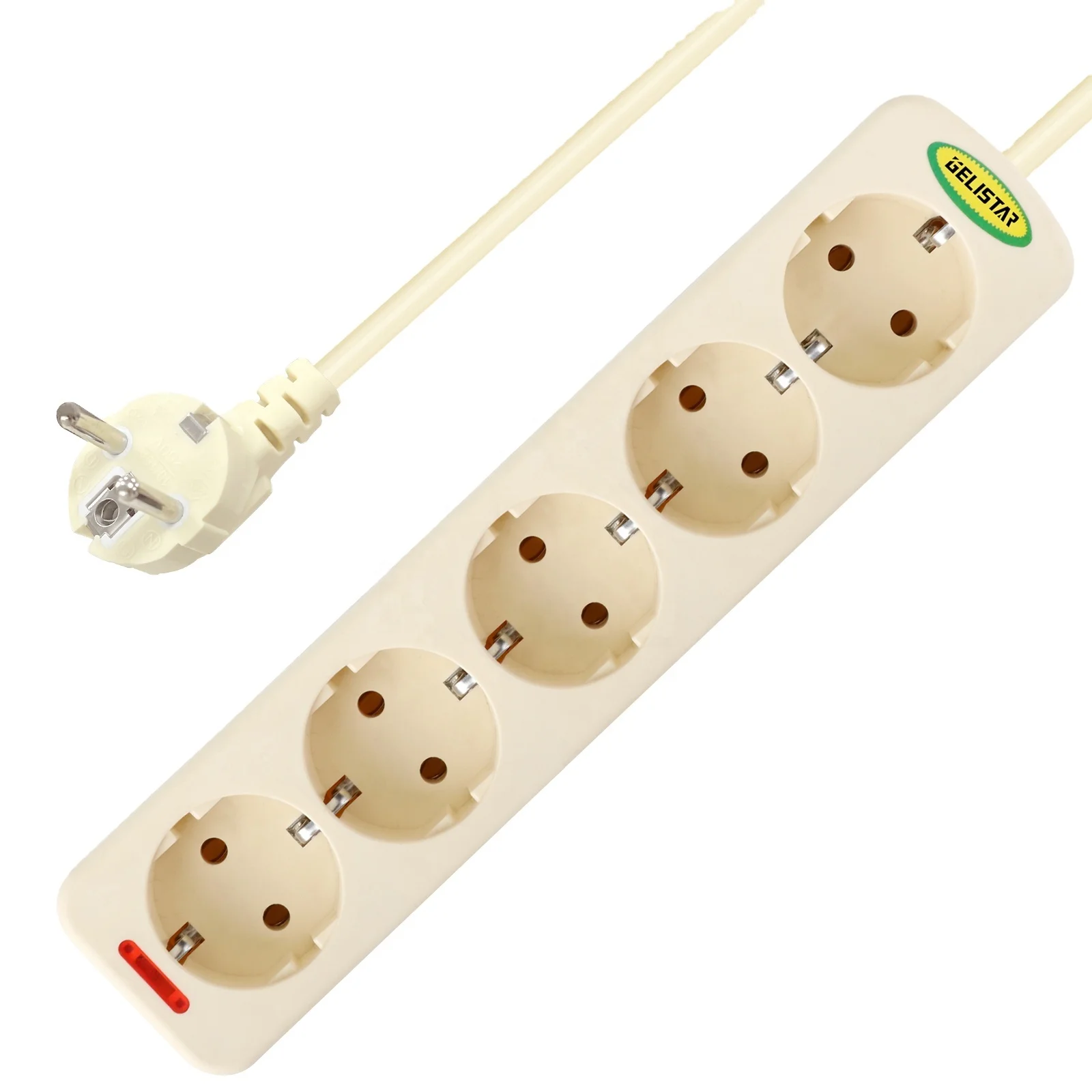European Extension Socket 5 Outlet Custom EU Power Strip With Light ...