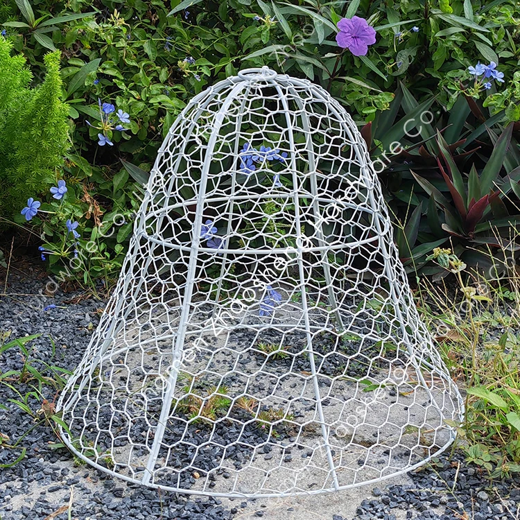 Custom White Chicken Wire Garden Cloche Plant Cage Metal Animal ...