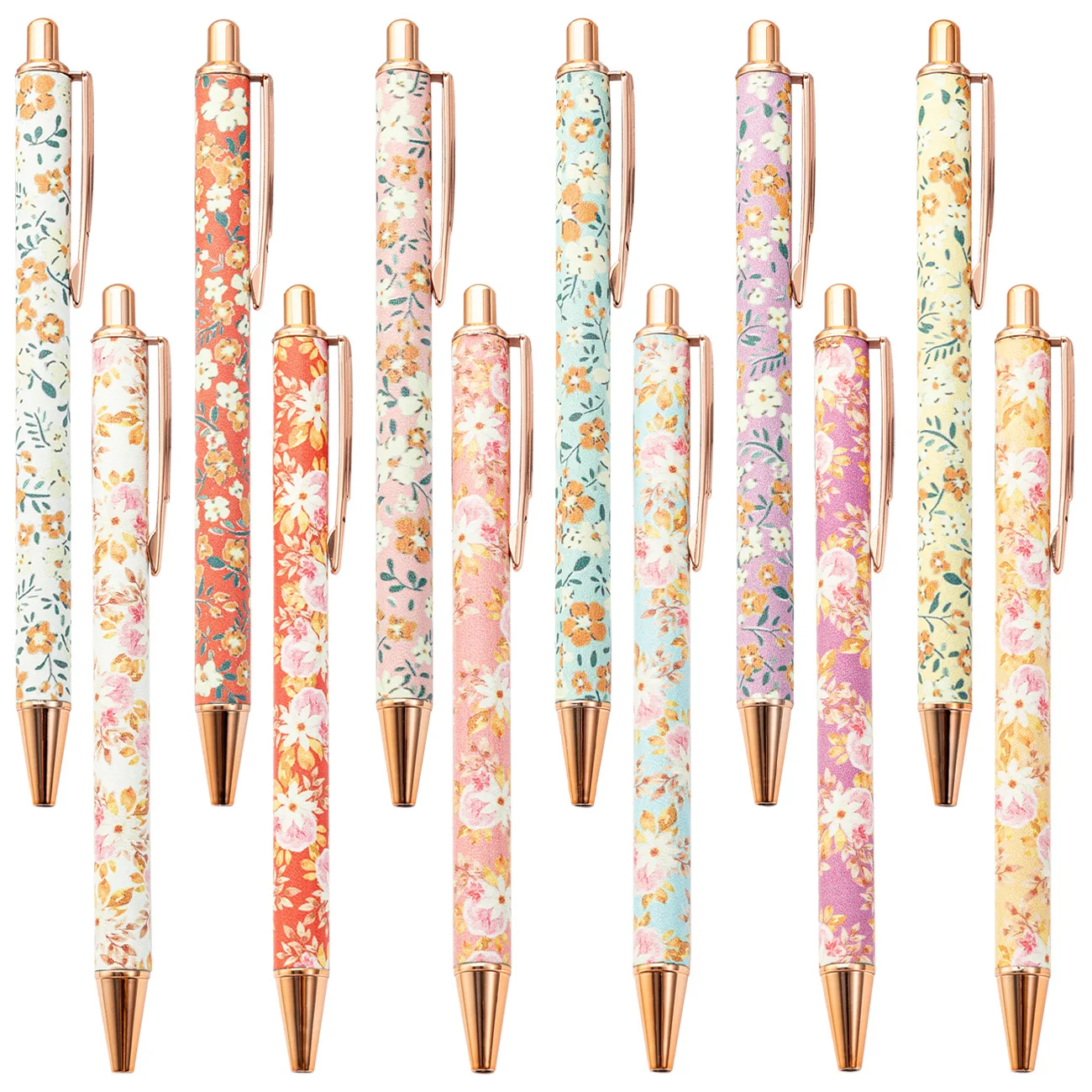 Girls Floral Fancy Ball Point Pens Retractable Black Ink Metal Pen For ...