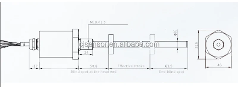 500mm Magnetostrictive Linear Position Sensor for Level Measuring