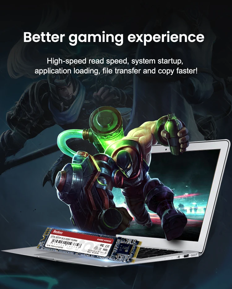 Bestoss M.2 NGFF SATA III SSD - 128GB to 1TB Capacity