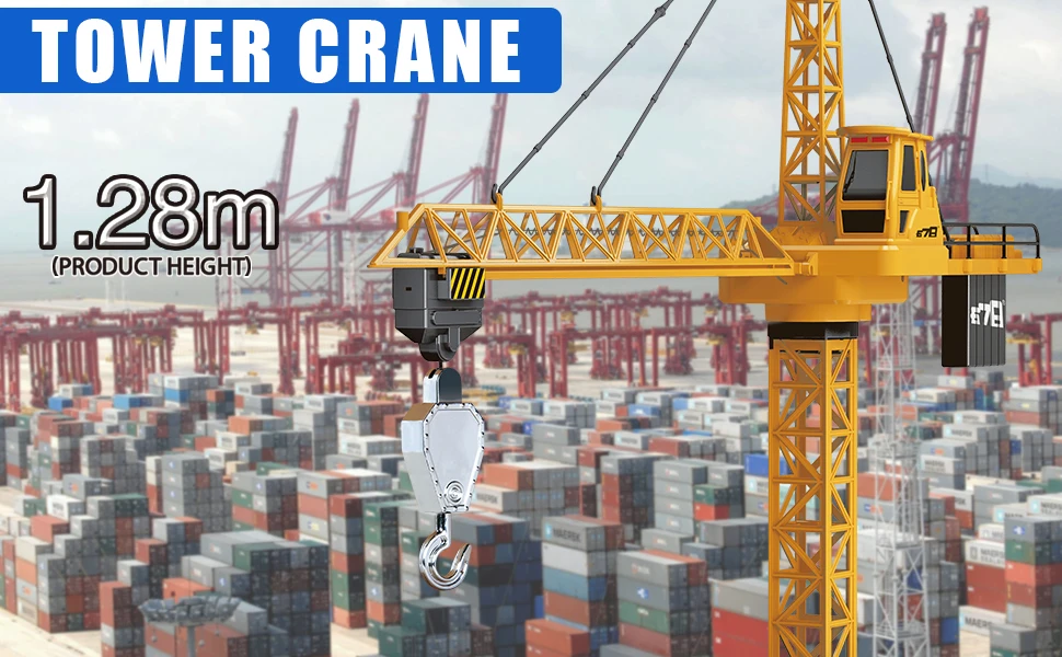 6 Channel RC Tower Crane - 680 Degree Rotation Lift Model