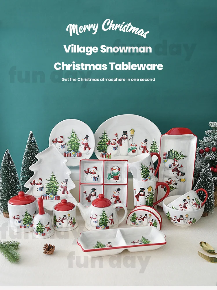 Eco-Friendly Ceramic Dinner Plate Set for Kids - Christmas Dinnerware ...