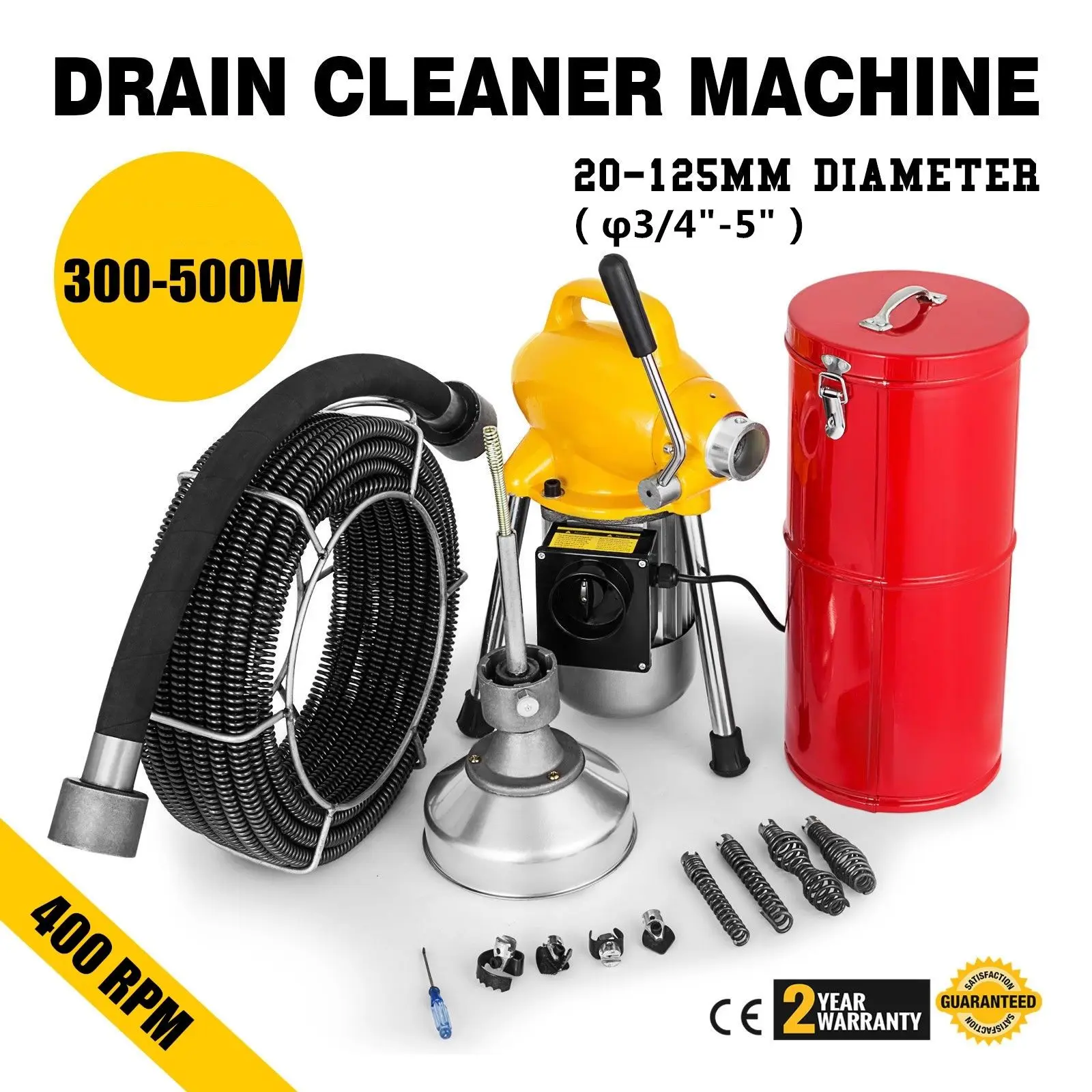 Sectional Pipe Drain Cleaning Machine - 400 RPM, 500W