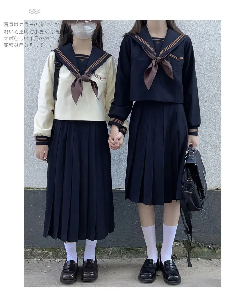 Japanese Uniforms Set High Waist A-Line Pleated Skirts and Shirt Clothes Set JK Sailor Uniform ...
