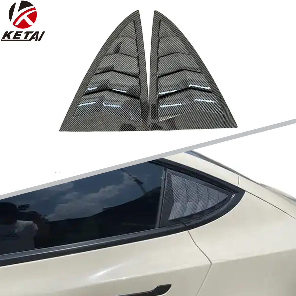 High Quality Quarter Style Side Window Louver Carbon Look For Tesla ...