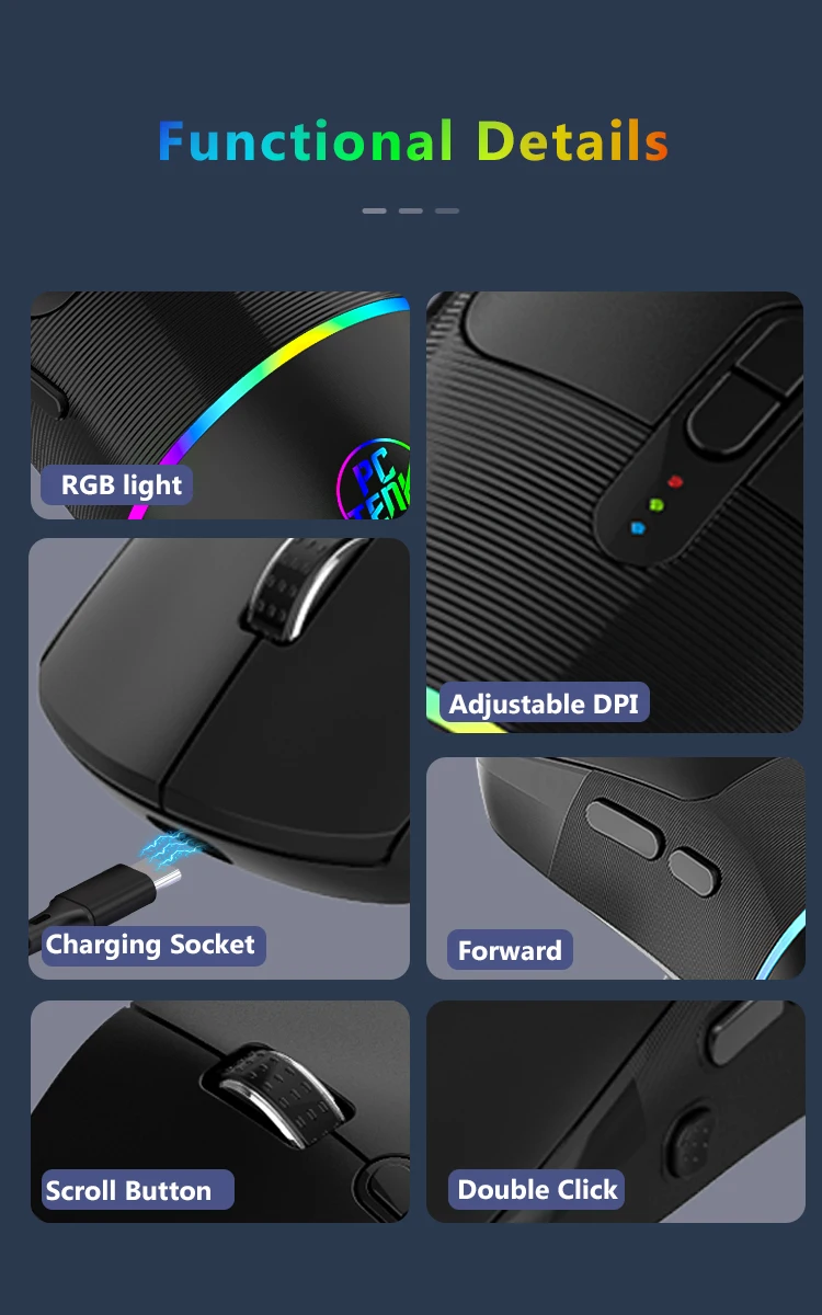 2.4g USB Computer Gaming Mouse Rgb Color LED Backlight Rechargeable ...