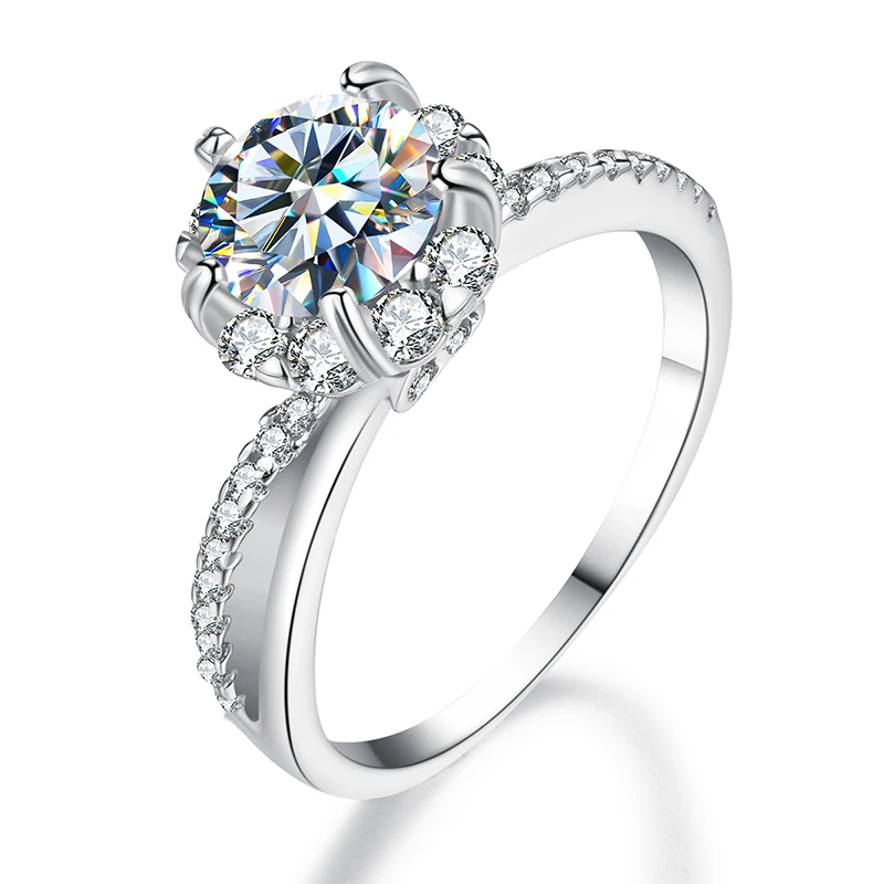 Luxury Diamond Vvs 1ct 6.5mm Single Gemstone Moissanite Wedding Rings ...