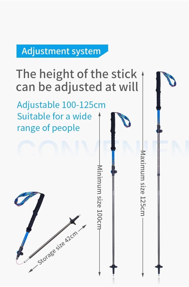 Aonijie E4209 Lightweight Folding V-type Stick Adjustment Collapsible Trekking Pole Aluminium ...
