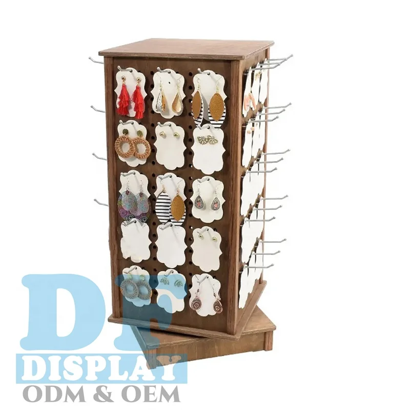 Wooden /mdf Jewelry Display Rack With Hooks Earring Card Display Holder ...
