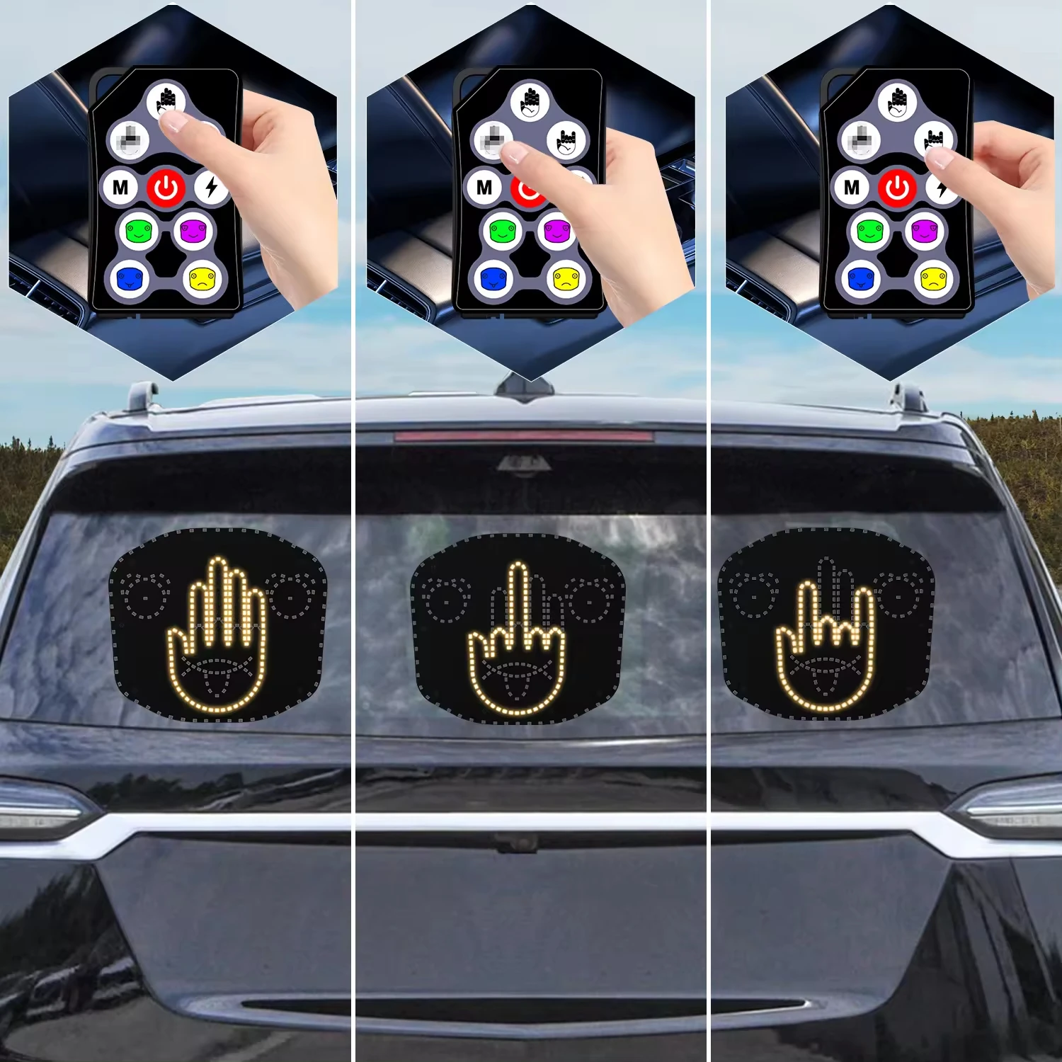 7 Models Middle Finger Light Usb Car Window Gesture Light With Remote ...
