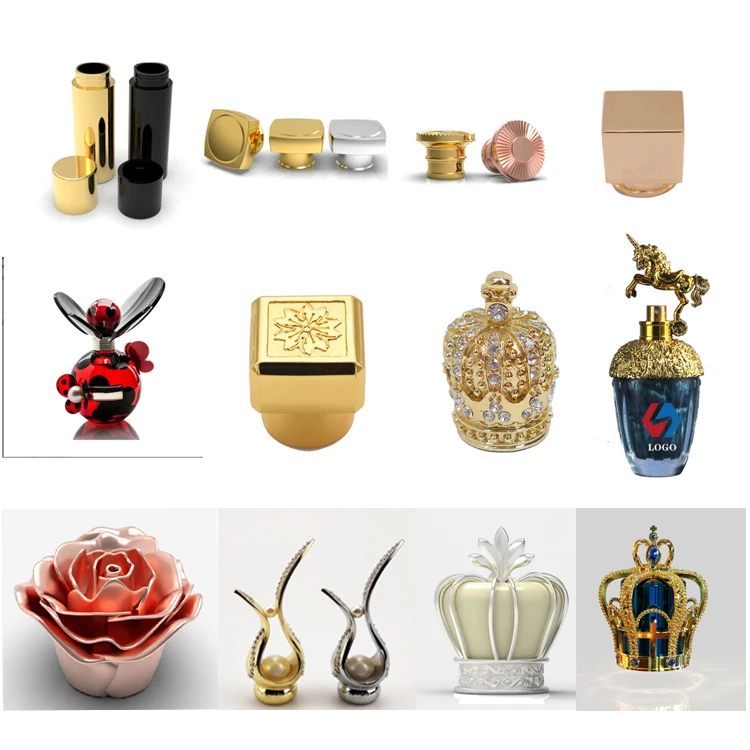 Zamac-Tapas de Perfume de lujo, tapa de Perfume dorada para botella de ...