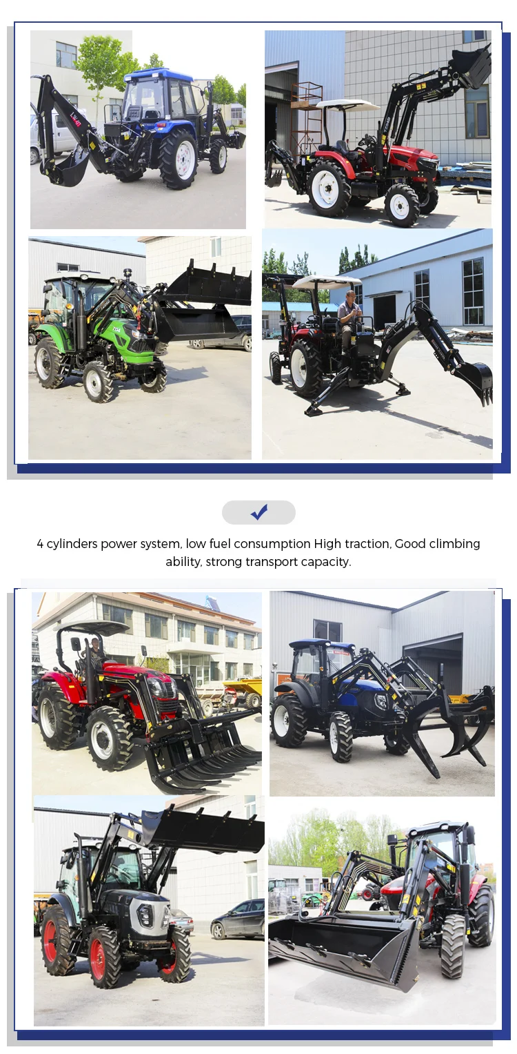 Factory Epa 50hp 70hp 100hp 4x4 Small Tractors Mini Tractors With Front End Loader Backhoe ...