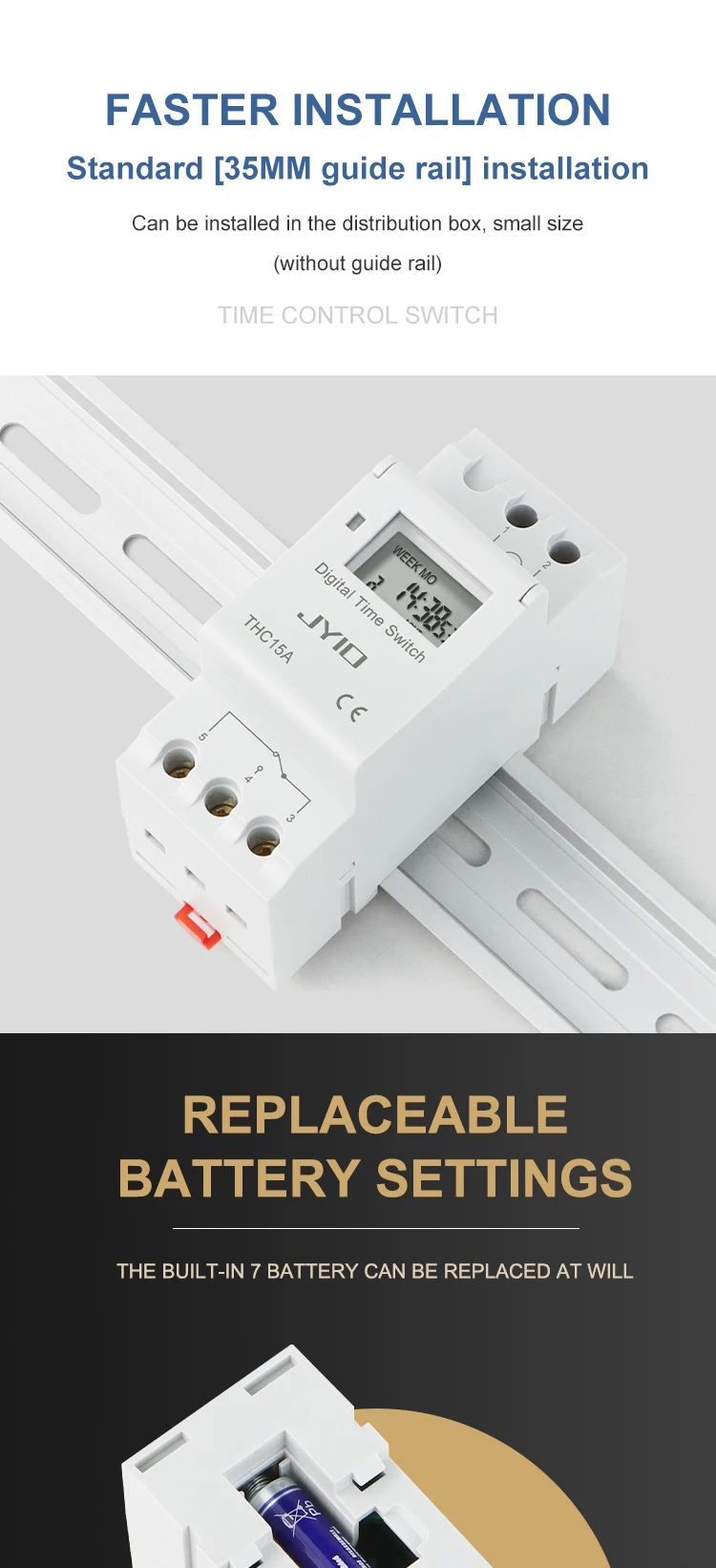 THC15A Rail Type Time Control Switch - 220V Automatic Timer