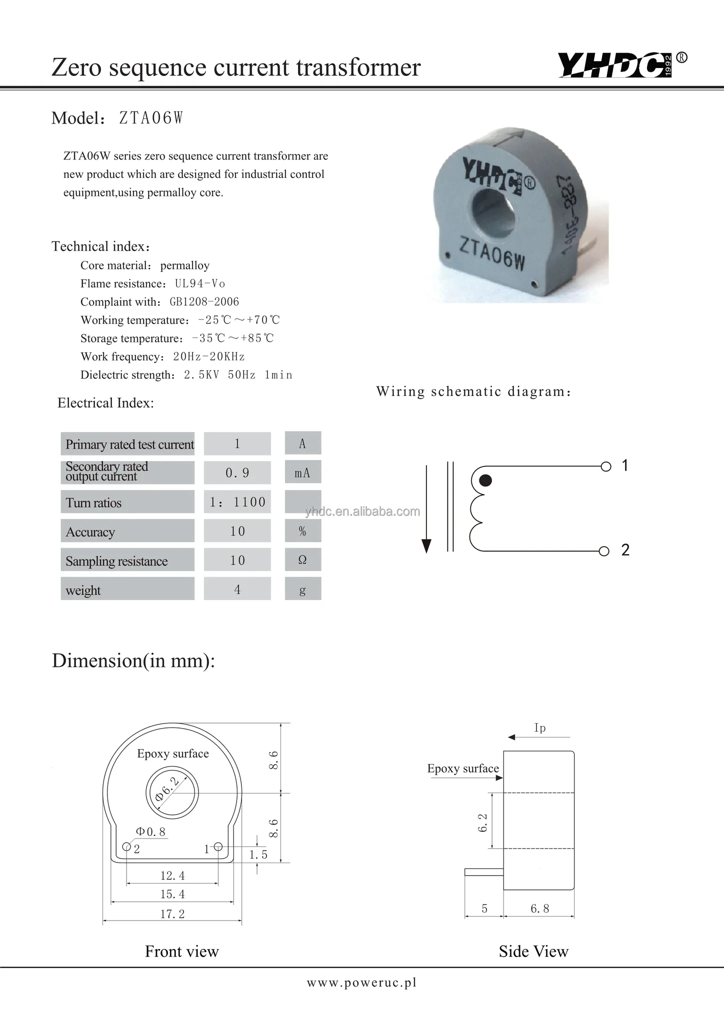 Yhdc 1a Zero Sequence Pcb Mounting Type Current Transformer,Ac Leakage ...