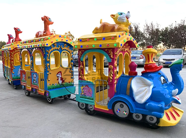 14 Seats Electric Indoor Outdoor Carnival Trackless Train Elephant ...
