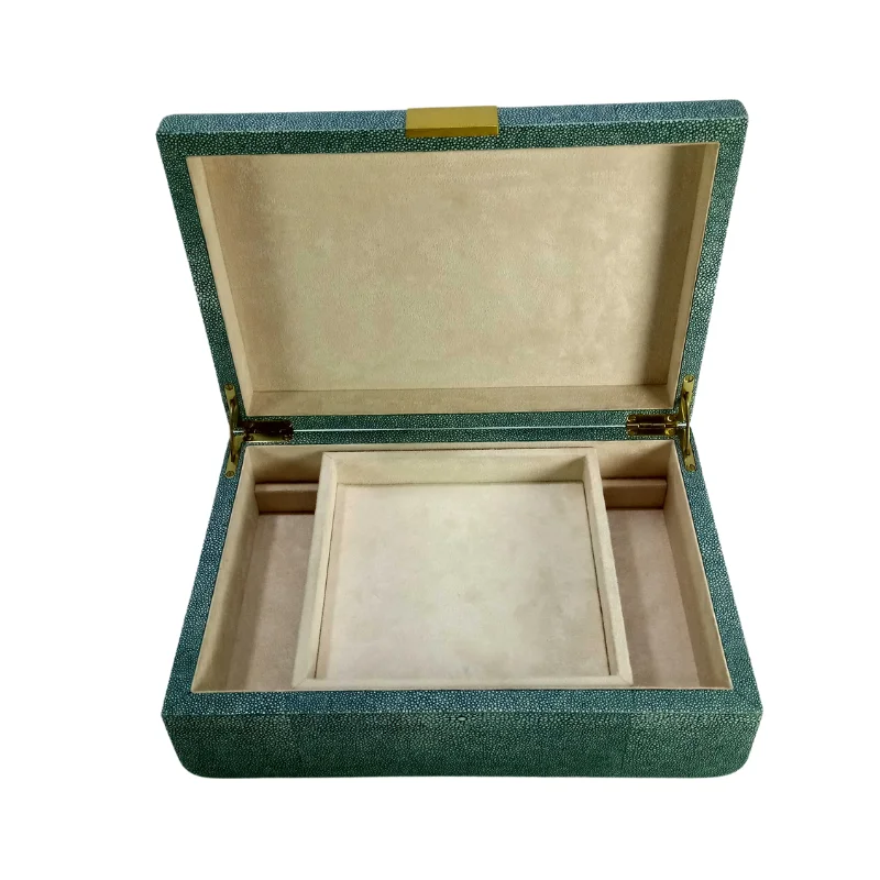 Customized Faux Shagreen Jewlery Boxes Brass Lock,With Shell Jewlery ...