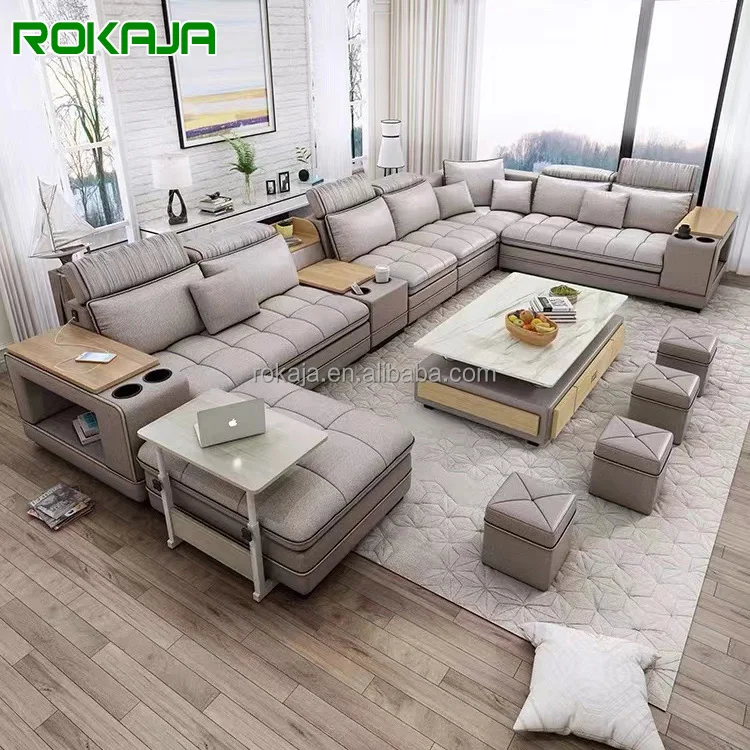 Modern Smart U-Shaped Sectional Sofa Multifunctional Corner Sofa With Usb Music Player Living ...
