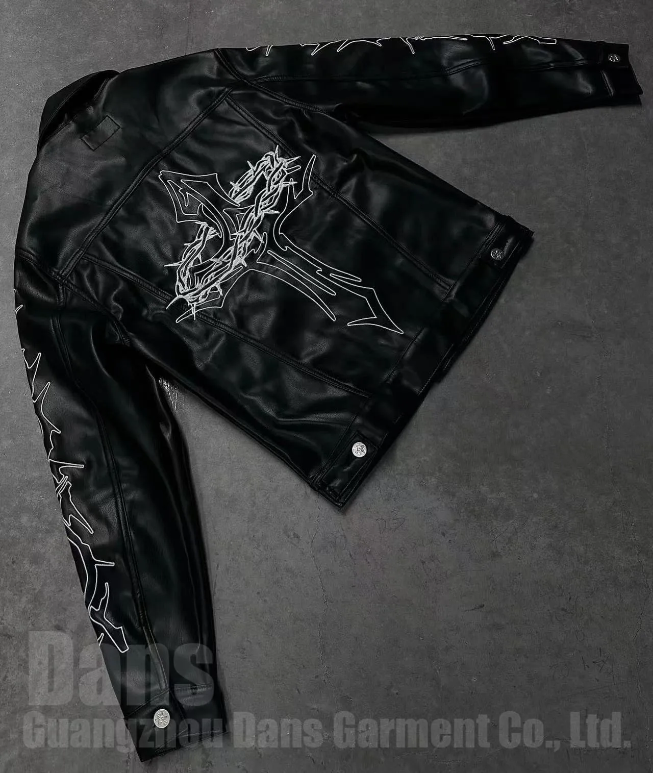 Leather Jacket Set Men - Custom Embroidered Logo Button