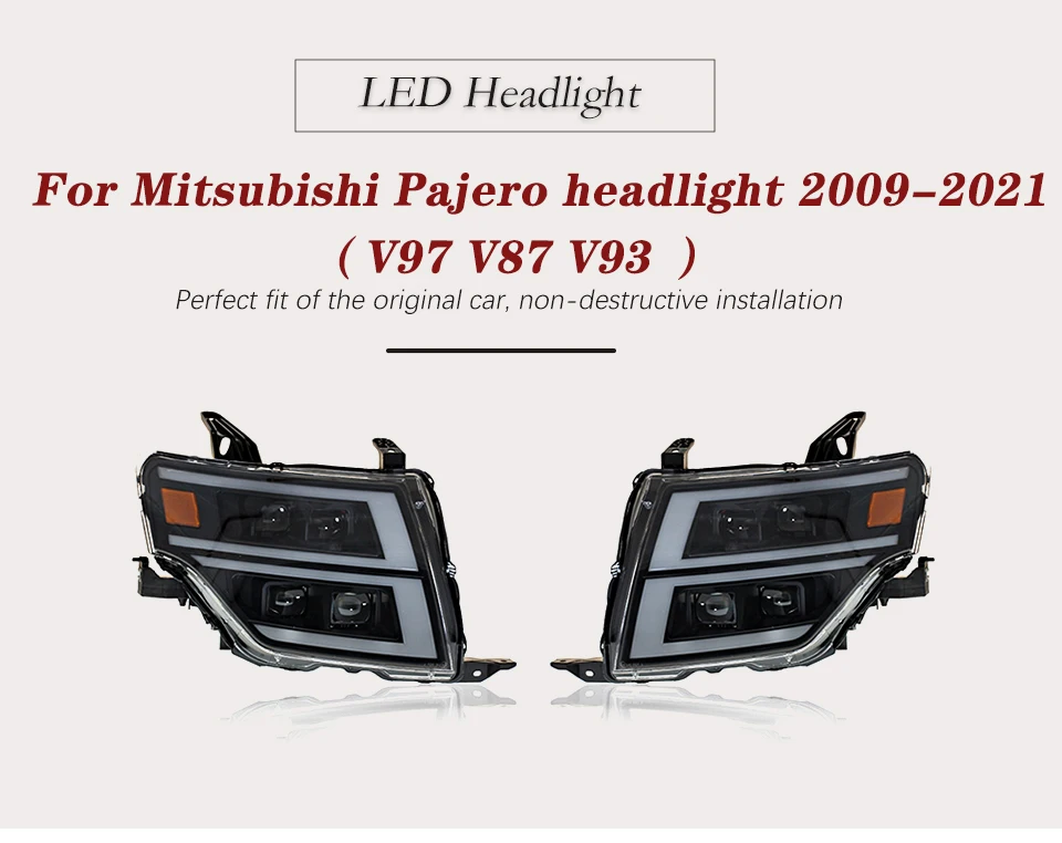 Headlight Assembly for Mitsubishi Pajero 2009-2021 V97 V87 V93 LED Headlamp Turn Signal Lens ...