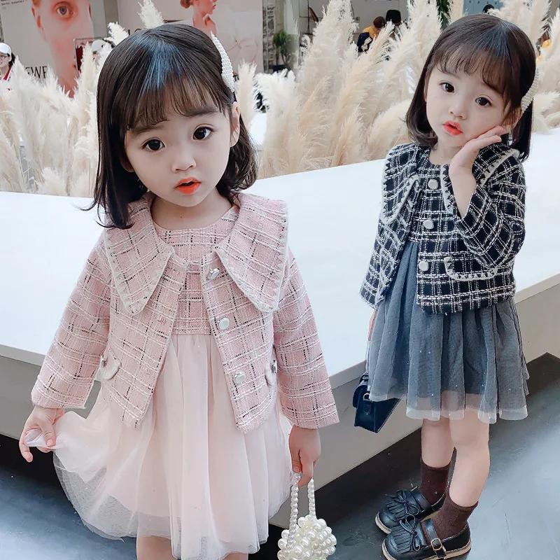 sleeveless baby girl dresses spring plaid coat baby girl small baby girls clothing sets dress and coat set