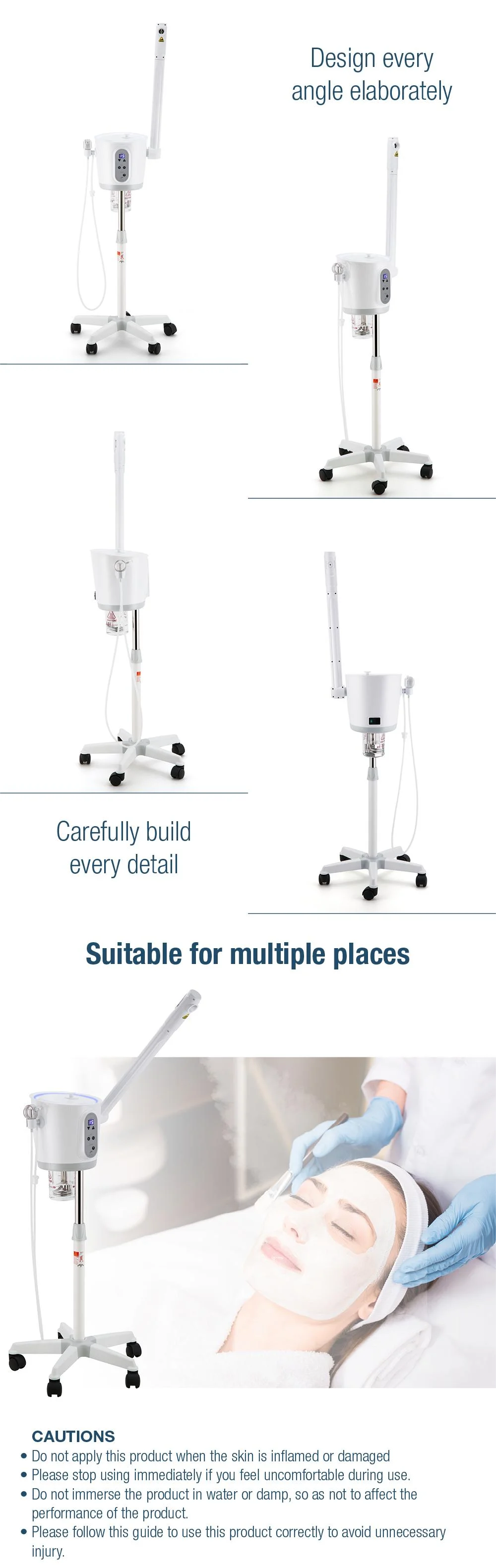 Vertical Facial Steamer Water Bubble Mist Spray Hot Spa Mist Nano ...